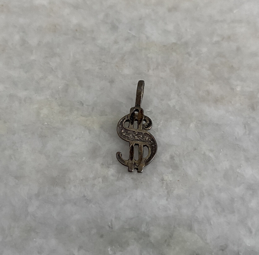 Vintage 925 Dollar Money Cash Sign Symbol Pendant Cha… - Gem