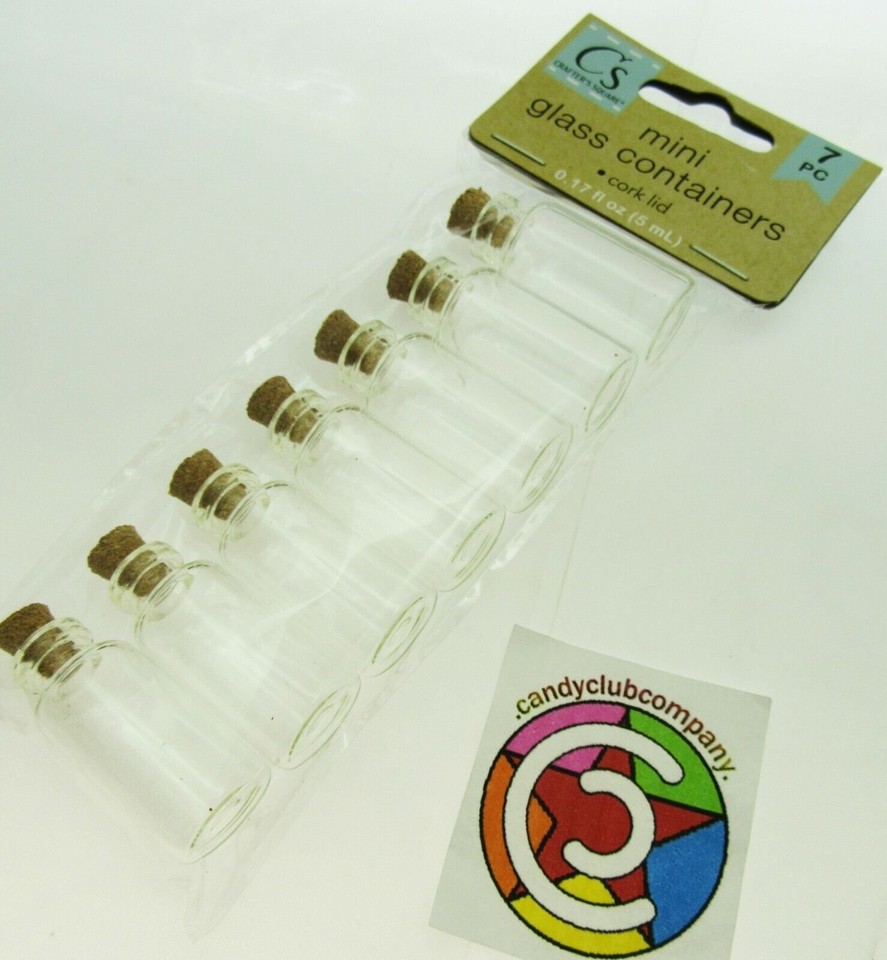 Miniature Glass Cork Lid Bottles - 7 Pack Mini Glass Containers Crafter ...