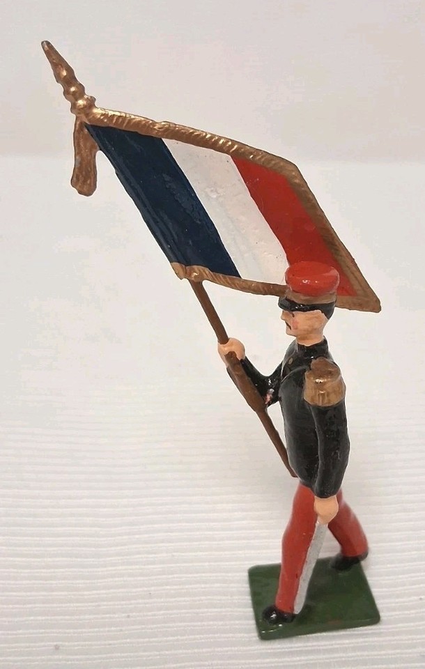 Lead French Army Toy Soldier W Tricolor Flag | eBay