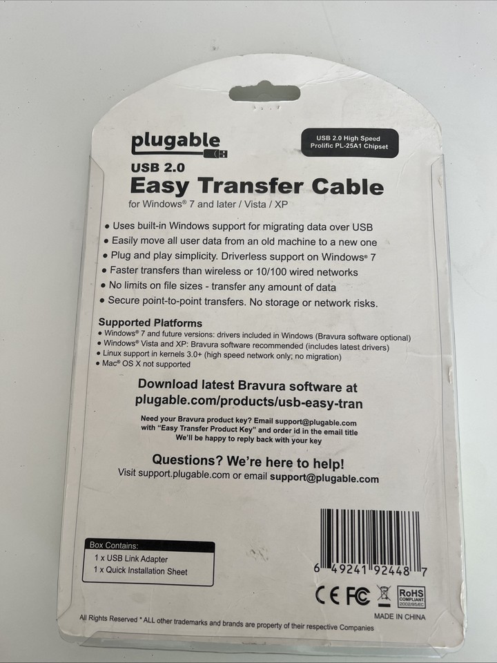 Plugable USB 2.0 Easy Transfer Cable USB-EASY-TRAN | eBay