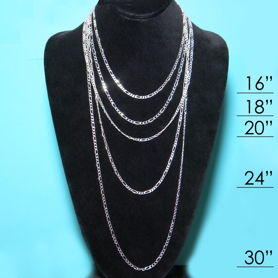925 Sterling Silver Figaro Mens Boys Chain Necklace .925 Italy All ...