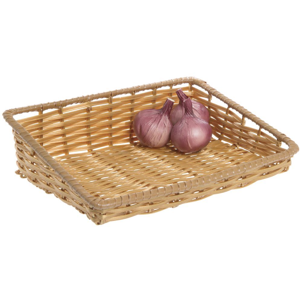 HUBERT® Natural Plastic Tapered Produce Basket - 15 1/2"L x 12"D x 1 1/ ...