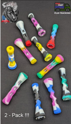 2 Pack: 3" Silicone Wrapped Glass Tobacco Pipes - One Hitter | eBay