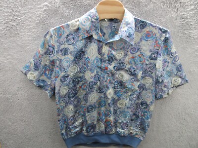 Vintage Alan Stuart Button Up Shirt Mens XL Disco Geometric Banded ...