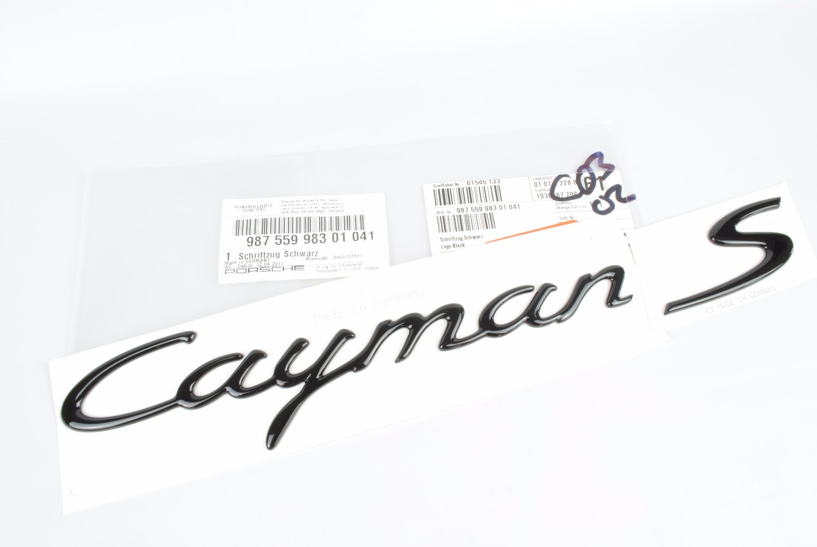 Genuine Porsche Cayman S Trunk Script Emblem 987 (Black) 98755998301041 ...