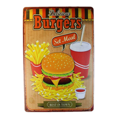 3X Tin Sign BURGERS SET MEAL Sprint Drink Bar Whisky Rustic Look | eBay ...