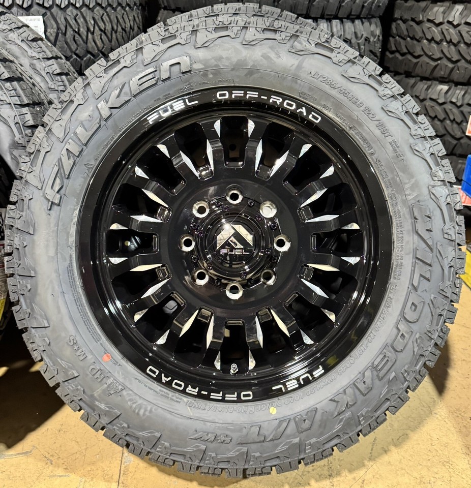 20" Fuel Arc Dually Wheels 28555R20 Falken AT Tires 8x200 Ford F350 ...