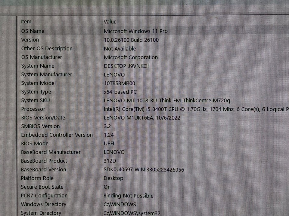 Lenovo Thinkcentre M920Q USFF Desktop Intel i5-8400T 8GB RAM 240GB SSD ...