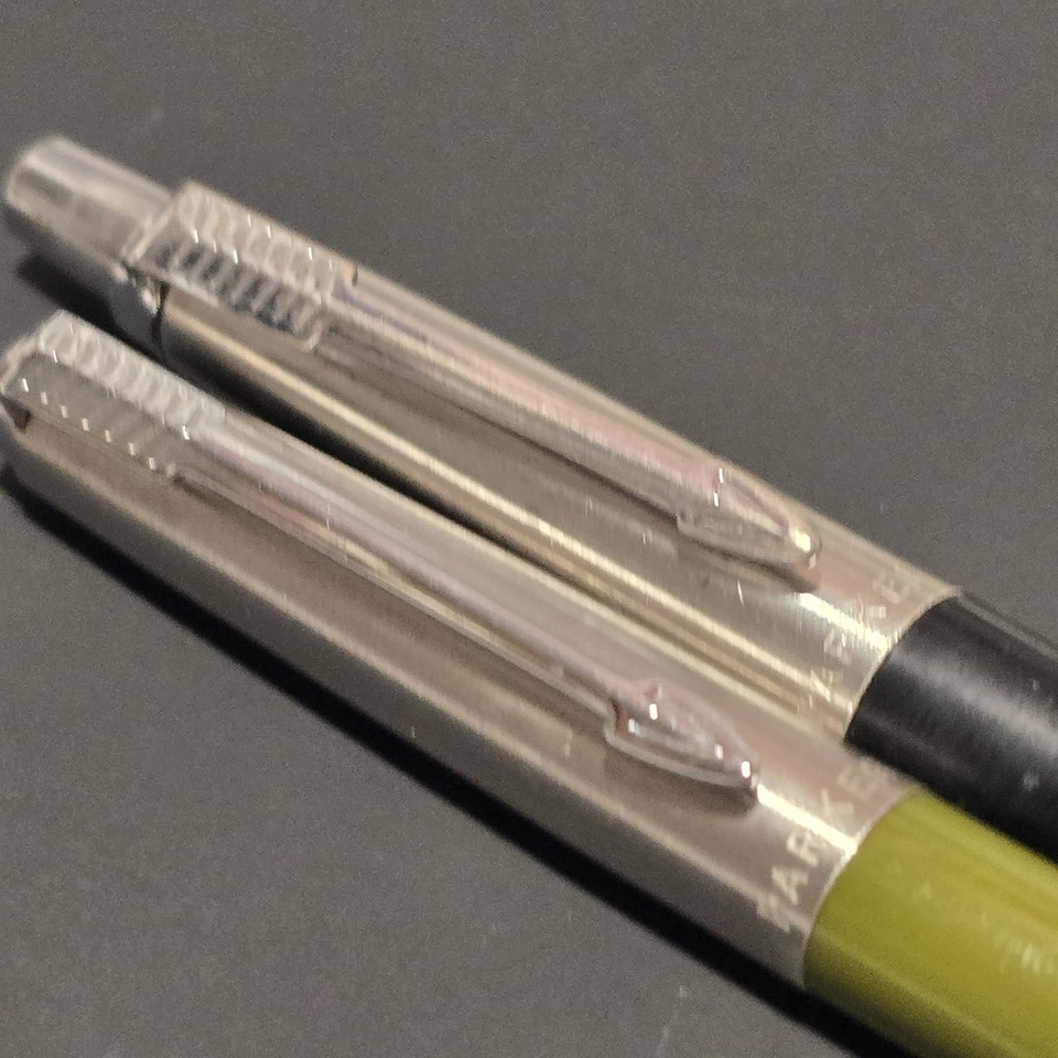 VTG Parker Jotter Black BallPoint Pen Olive Mechanical Pencil Brass ...