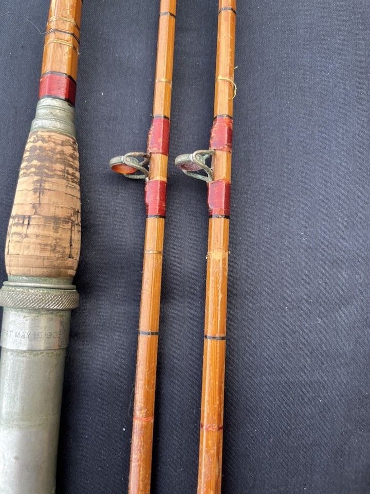 8ft, 3 Piece, Split Bamboo Baitcasting Fishing Rod with German Silver ...