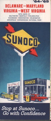 1964 Sunoco Road Map: Delaware Maryland Virginia West Virginia NOS | eBay