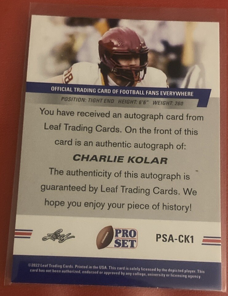 Charlie Kolar Auto Pro Set PSA-CK1 Signed Autographed | eBay