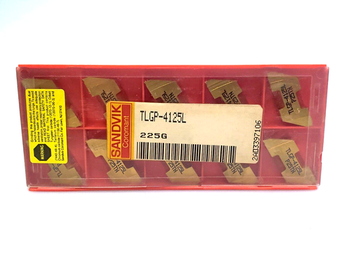 Sandvik Coromant TLGP 4125L 225G Top Lok Carbide Grooving Inserts (Box ...