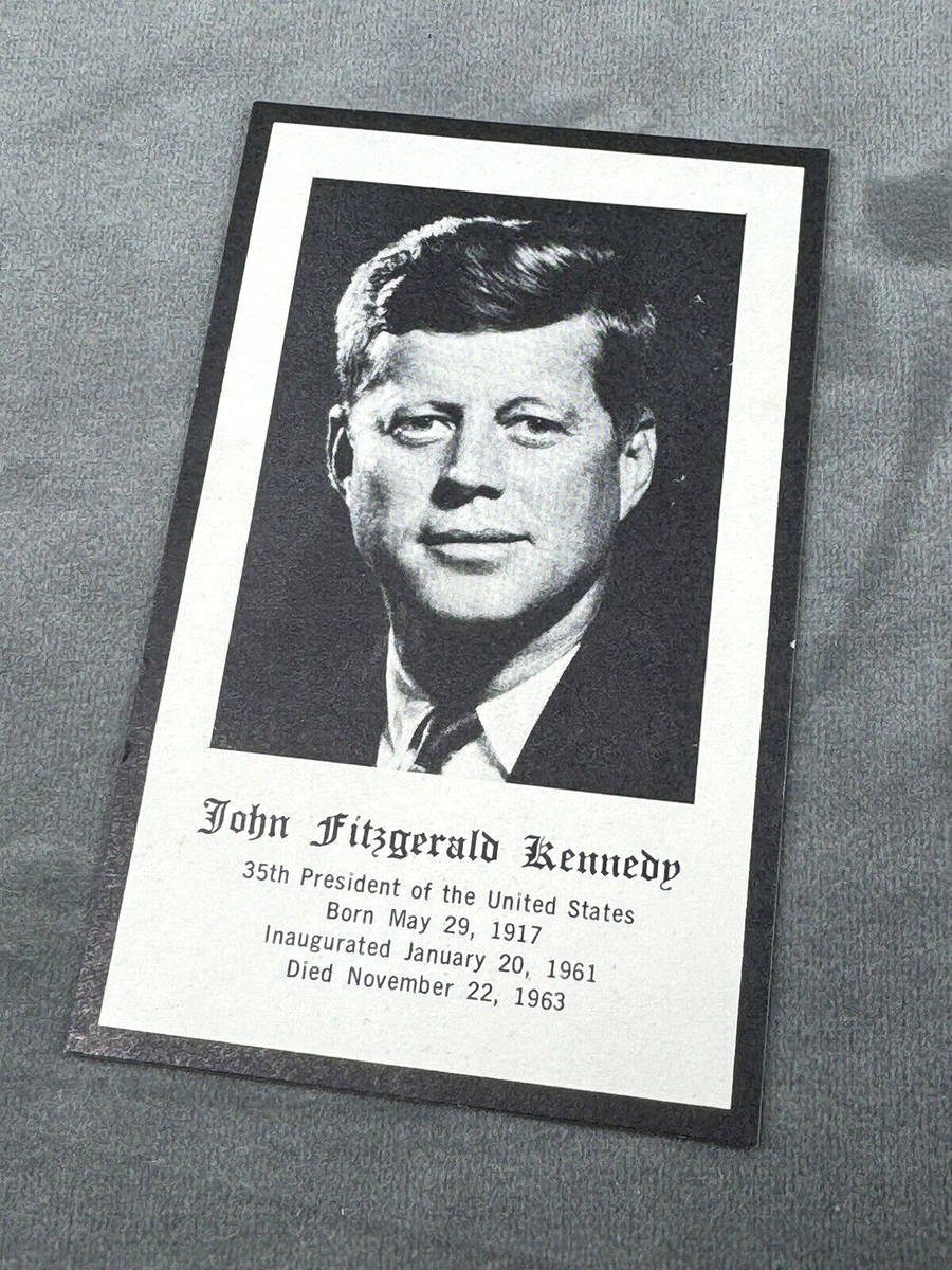 John Fitzgerald Kennedy Memorial Card Vintage 1963 President John F