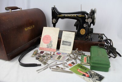 Antique 1920's Singer Sewing Machine w/ Bentwood Case + More See ...