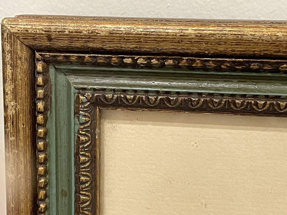 VTG Gold Green McM Solid Wood Ornate Shabby Frame 11”x12” Design Art ...