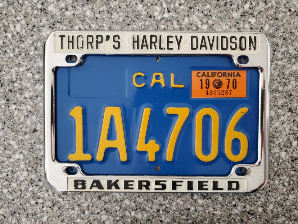 1970 California Motorcycle License Plate, 1970 Validation, DMV Clear ...