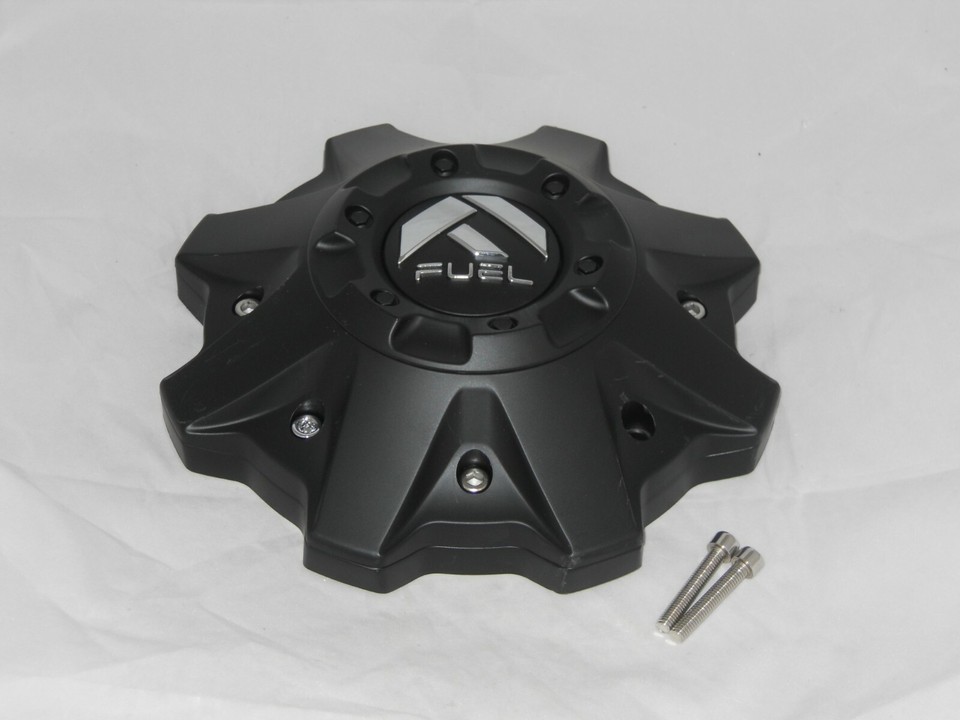 4 - USED FUEL 8 LUG BLACK WHEEL RIM CENTER CAP 1002-53B + 1002-55 M-698 ...