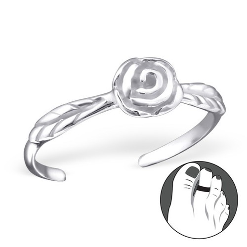 TJS 925 Sterling Silver Toe Ring Rose Flower Leaf Leaves Adjustable Jewellery | eBay Australia