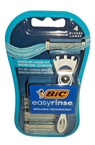 BIC EasyRinse Anti-Clogging Men's 4-Blade Refillable Manual Razors 3 ...
