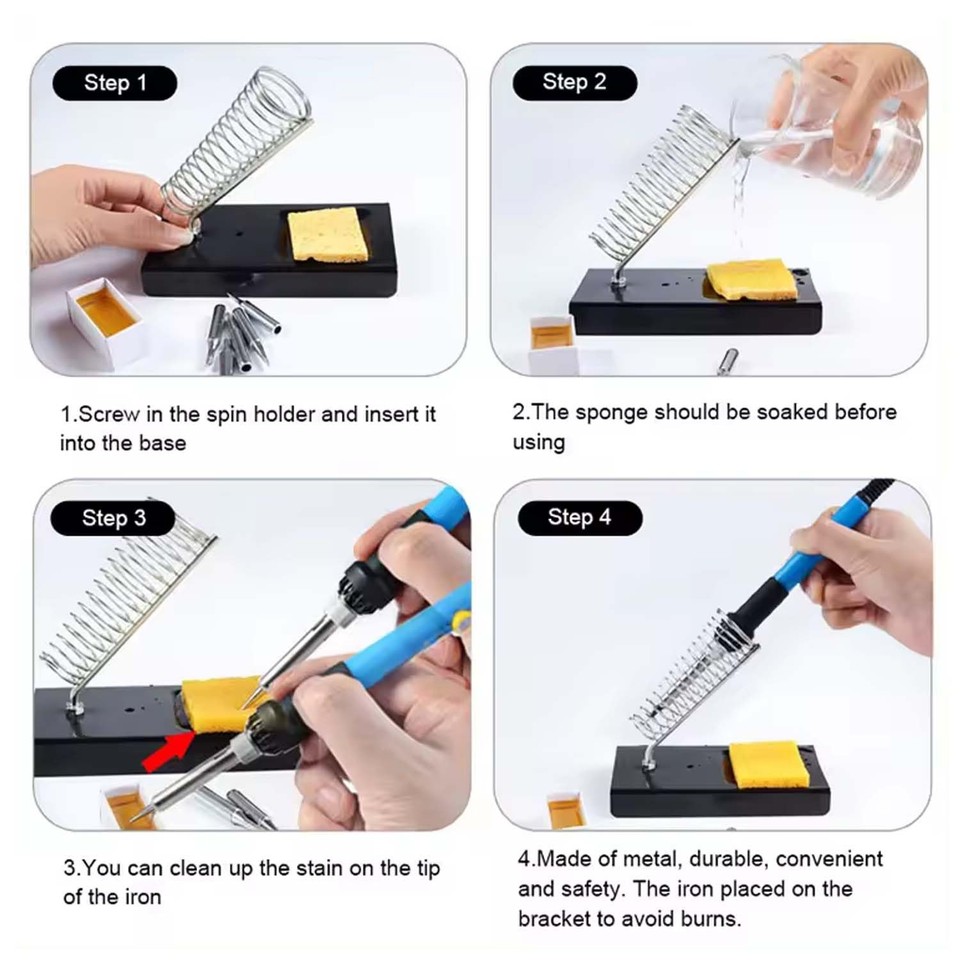 Electric Sodering Iron Kit set 110V 60W Adjustable Temperature ...
