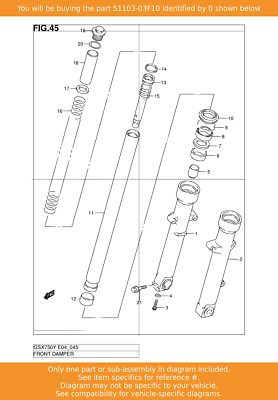 SUZUKI Damper Assy, Front Fork Rh, 51103-03F10 OEM | eBay UK