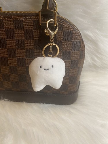 Tooth Pompom Bag Charm Keychain Car Key Fob Plush Novelty Dental ...