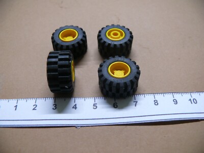 Lego 4 Wheel 11mm D. x 12mm, Hole round w/ tire tread 6565 6600 6439 ...