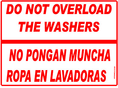 'Do Not Overload' Laundromat Overlay Self-Adhesive Sticker In Sp - FREE ...