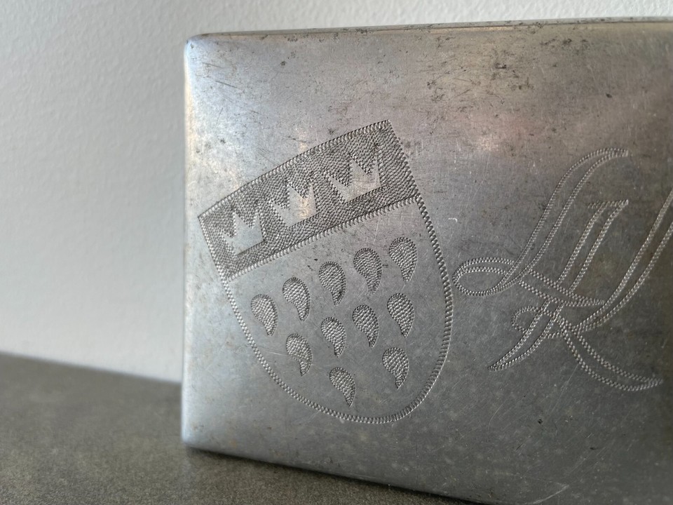 WW2 German Soldier Cigarette Case w "Cologne Coat of Arms" - Trench Art ...