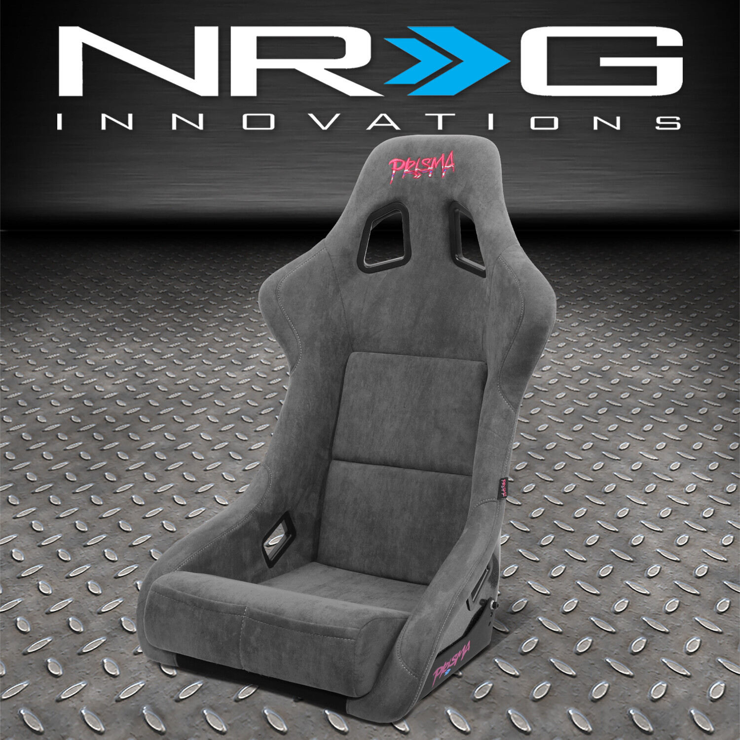 NRG Innovations Prisma Gun Metal Alcantara FRP Fixed Back Bucket Racing ...