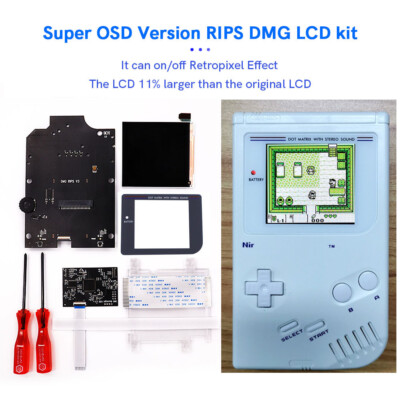 Gameboy DMG IPS Q5 Retro Pixel LCD Backlight Kits w/ IPS Pre-cut Shell ...