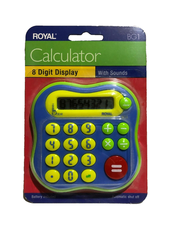 Royal Calculator - 8 Digit Display NIP with Sounds- Bright Colorful Big ...