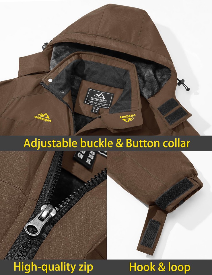 Men's Winter Ski Jacket Waterproof Snow Coat Snowboard Fleece Lining ...