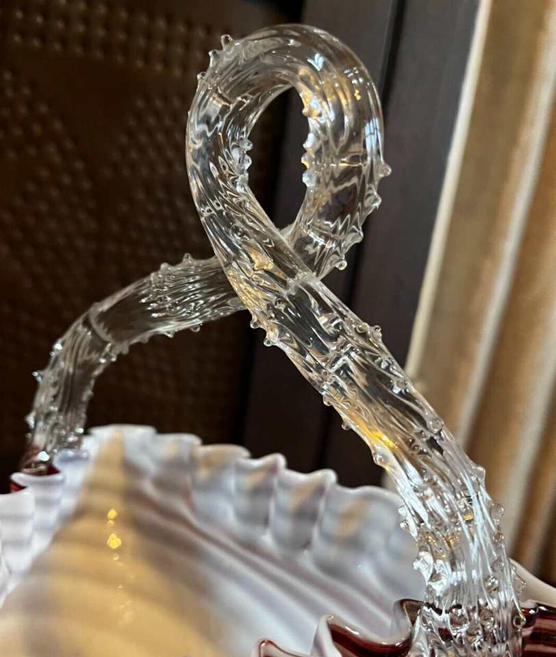 Antique Victorian Art Glass Basket Thorn Handle, triangular, tortoise ...