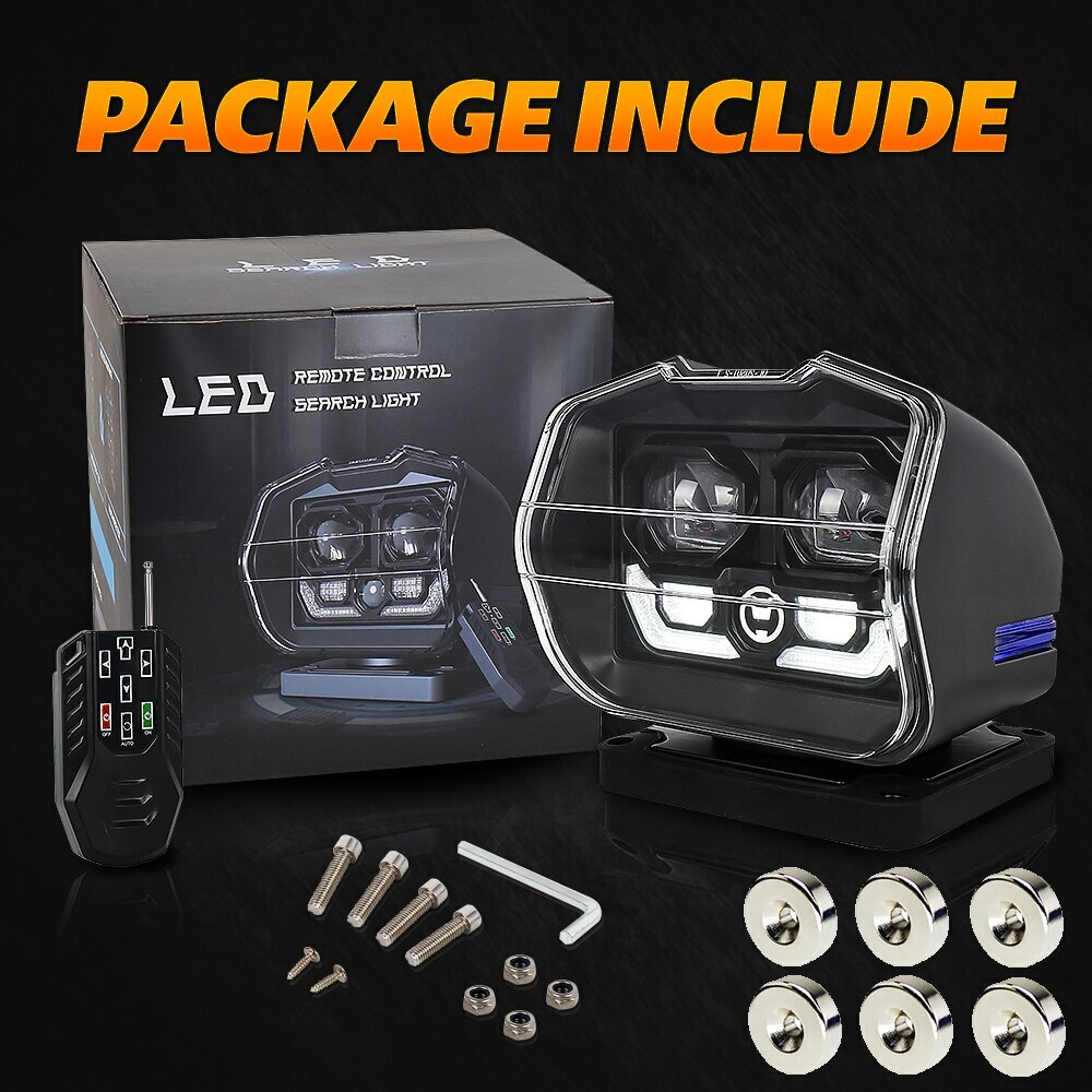 60W Searchlight New 360 Degree Rotating Wireless Remote Control Offroad ...