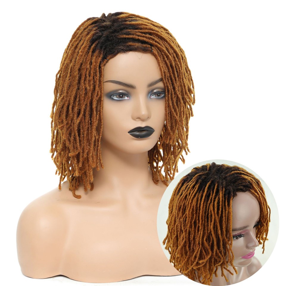 Short Bob DreadLock Loc Hair Honey Blonde Braided Wigs For Black Women ...