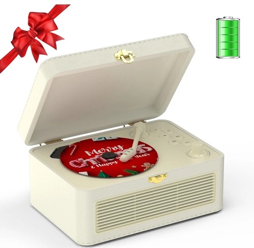 Portable CD Player With Bluetooth, FM Radio & Built-In Speaker Retro ...