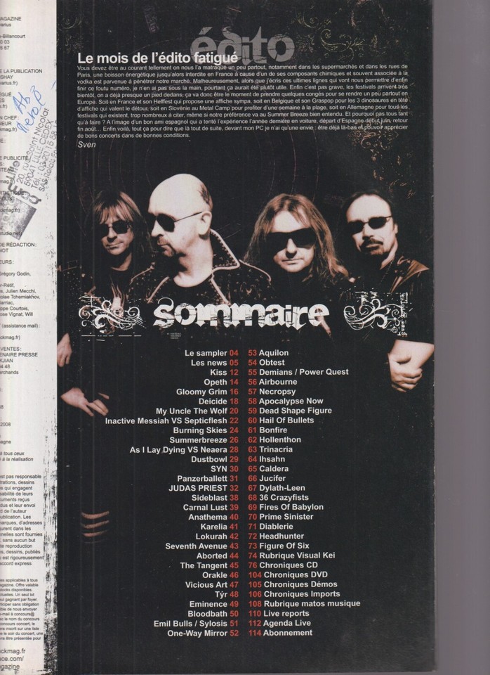 HARD ROCK magazine N°18 JUDAS PRIEST / TYR / KISS / SEX PISTOLS / OPETH / IHSAHN | eBay