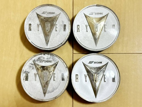 WORK RYVER center cap used 4 pieces white #OM9FS3 | eBay