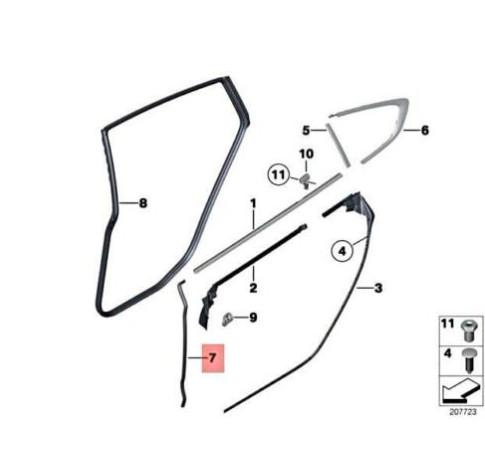 NEW OEM BMW 5 GT F07 REAR RIGHT B-PILLAR DOOR JOINT SEAL 51767196406 ...