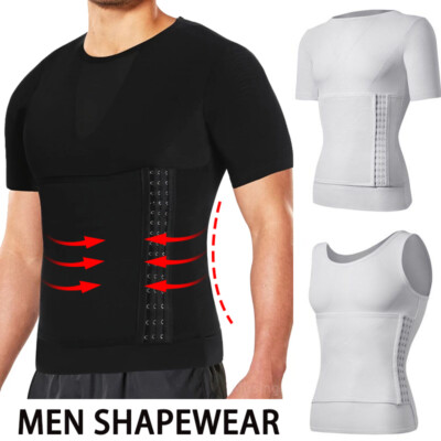 Mens Body Shaper Compression Vest Abdomen Tummy Control Tee Shapewear ...