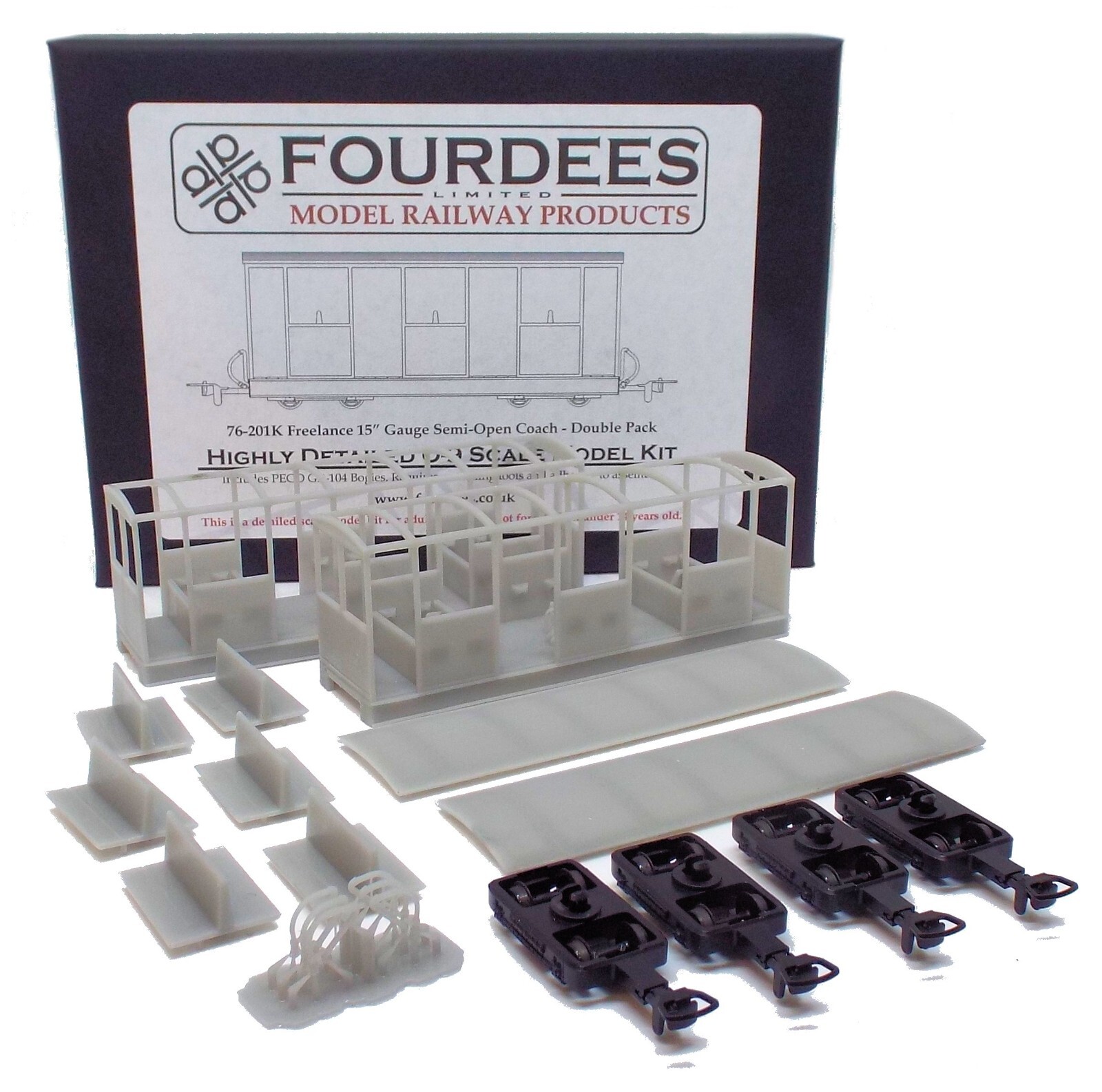Fourdees Ltd Half-Open Bogie Carriages Kit for 09 / O9 / O-9 Scale | eBay UK