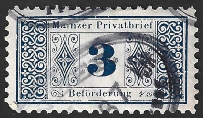 Germany MAINZ 1886 3pf local private post stamp used #3A | eBay