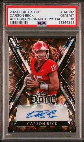 2023 Leaf Exotic Snake Crystal Auto #/5 Carson Beck Autograph PSA 10 RC ...