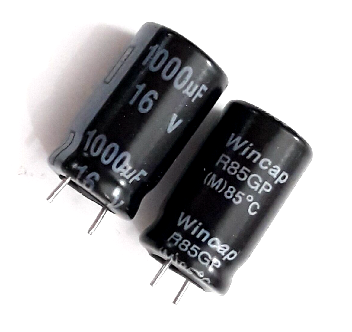 NEW LOT OF 2 EACH WINCAP 1000uf 16V CAPACITOR 85° C R85GP 17.3mm x 10mm ...