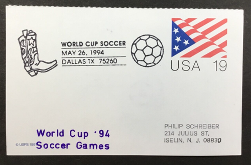 US Postal Card Special Event Cancel - World Cup '94 Soccer Dallas, TX ...