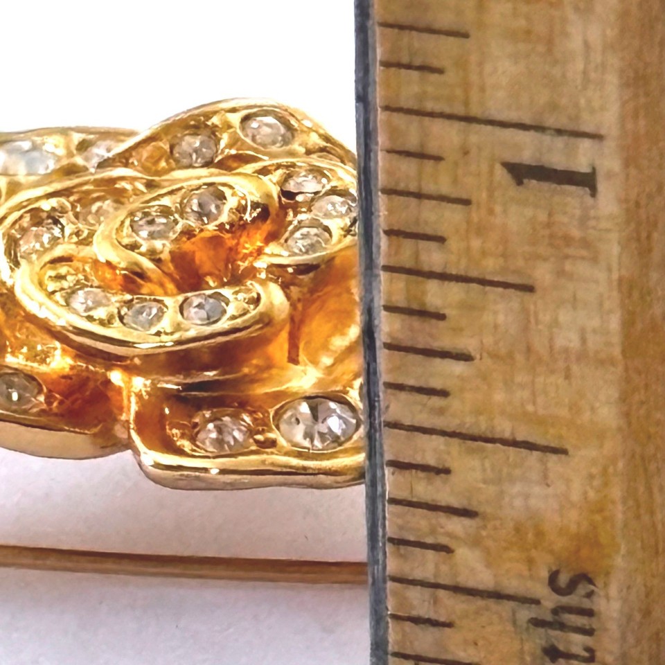 Vintage Avon Rose Passion Clear Rhinestone Gold Tone Flower Pin Brooch ...