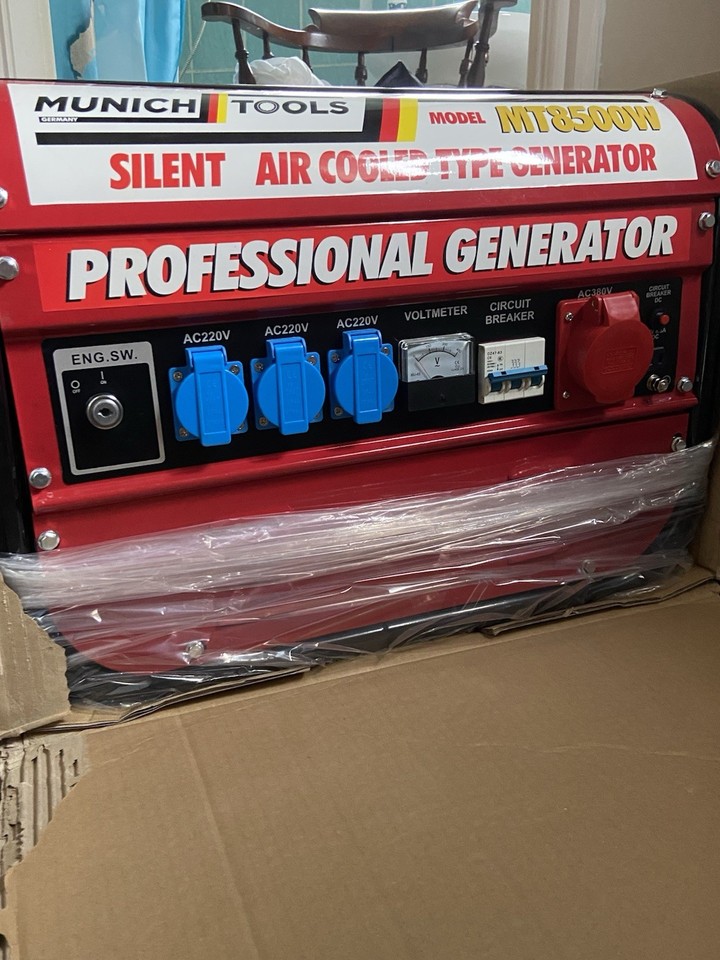 Munich Tools mt8500w Petrol Generator Silent Air Cooled Portable Power ...