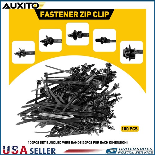 100pcs Mixed Cable Tie Bundled Car Wire Harness Line Fastener Zip Clip ...